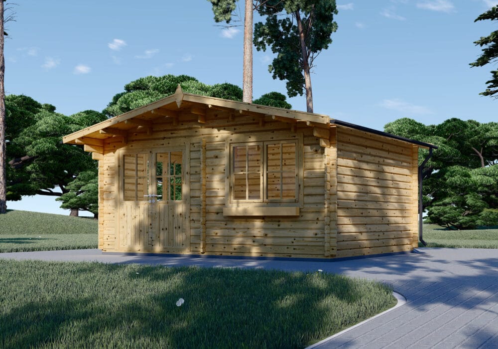 Cabană din lemn de pin nordic, 12mp, perete 34mm, 1 cameră