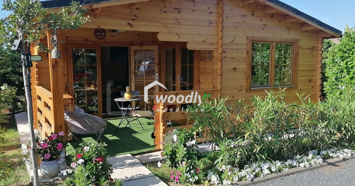 Casă de vacanță din lemn cu terasă, 2 camere, 6x6m, 27mp NORA
