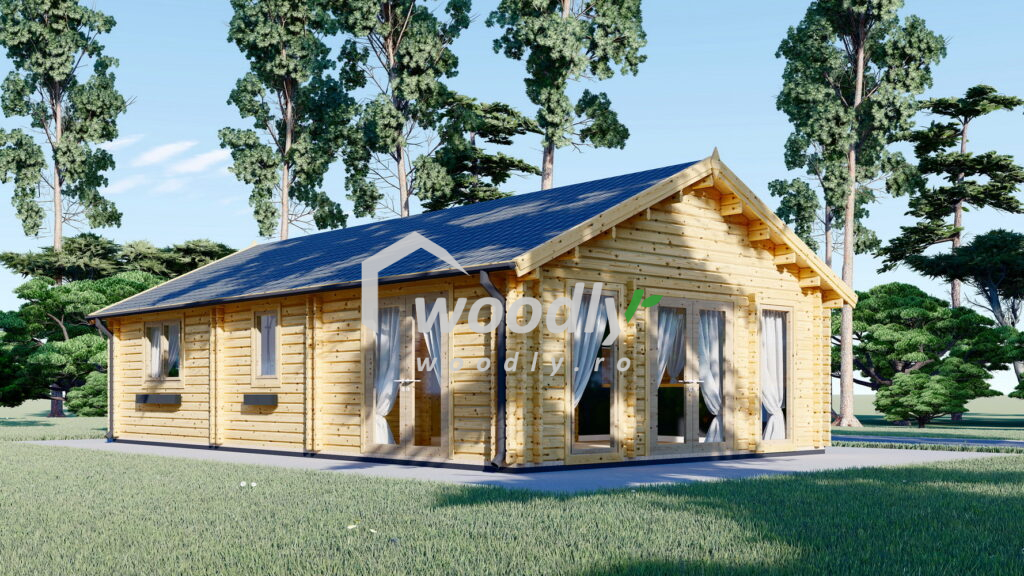 Casă din lemn la cheie, GRETA, modulară, neizolată 54mp, 9x6m